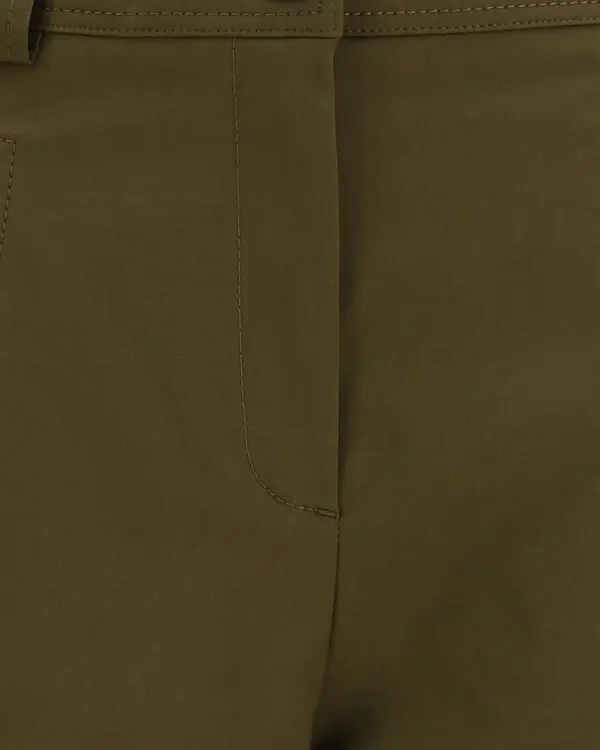 Max Mara Adorni Cropped Pants With Contrasting Stitching And Cuffed Hem - Green