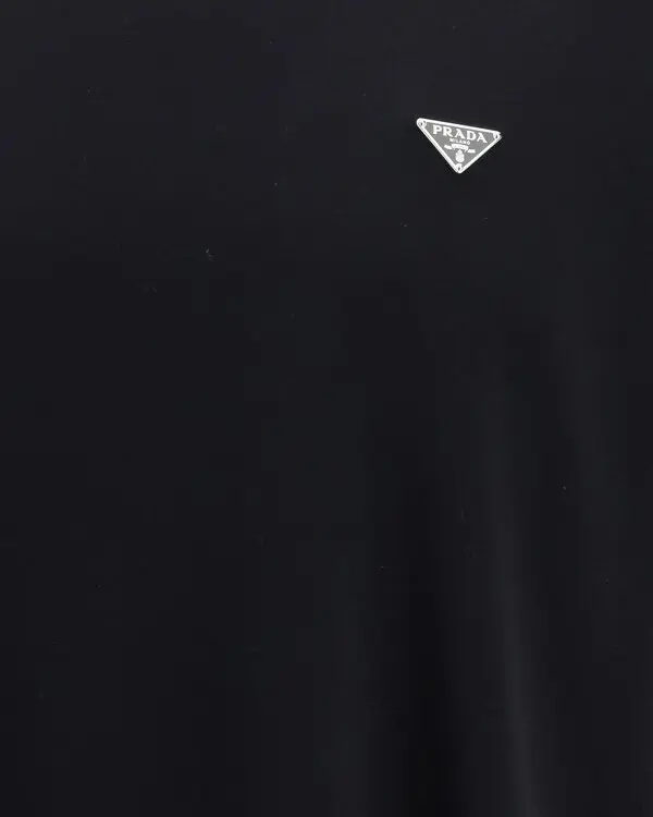 Prada Cotton T-shirt With Triange Ogo Mae - Black