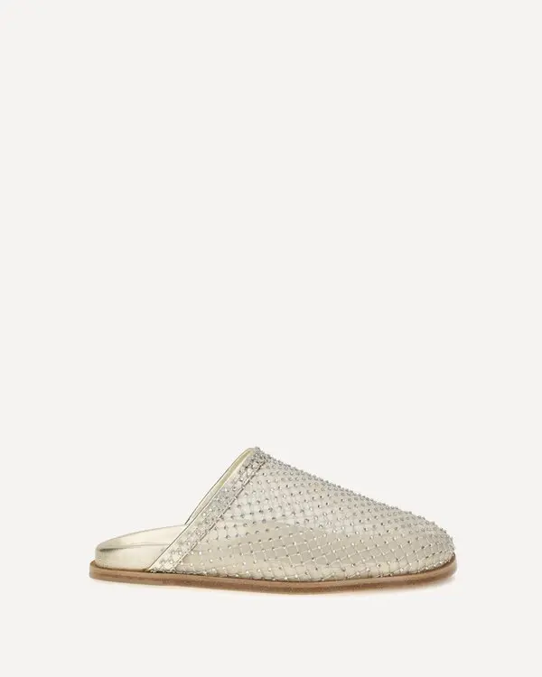 FORTE_FORTE Embellished Mesh Sabot - Silver