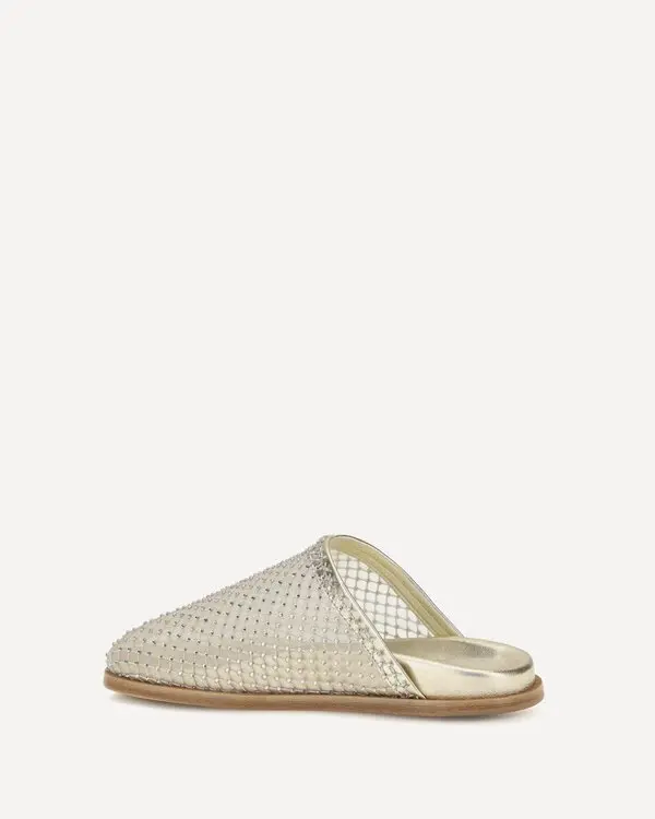 FORTE_FORTE Embellished Mesh Sabot - Silver