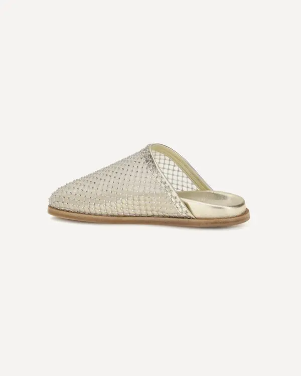 FORTE_FORTE Embellished Mesh Sabot - Silver
