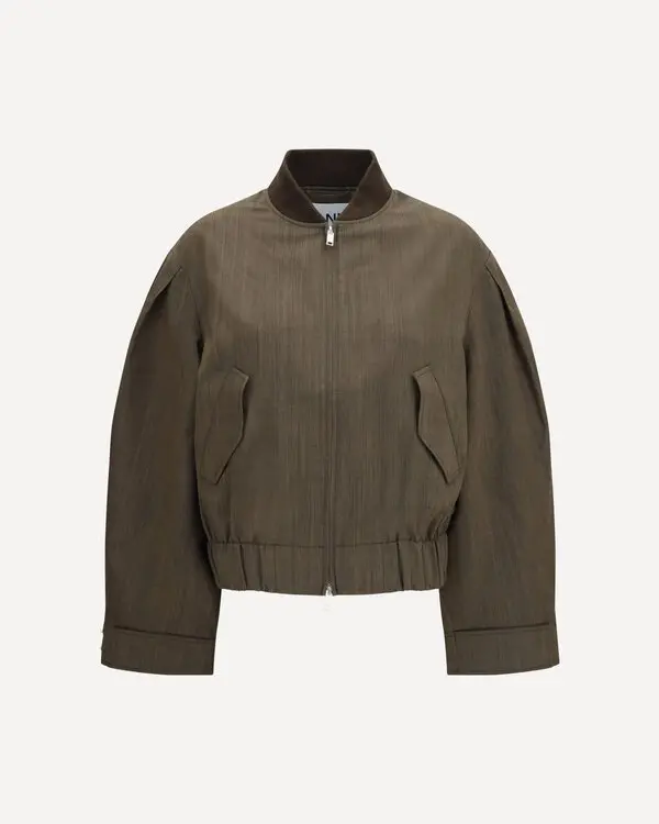 GANNI Lightweight Wool Bomber Jacket
