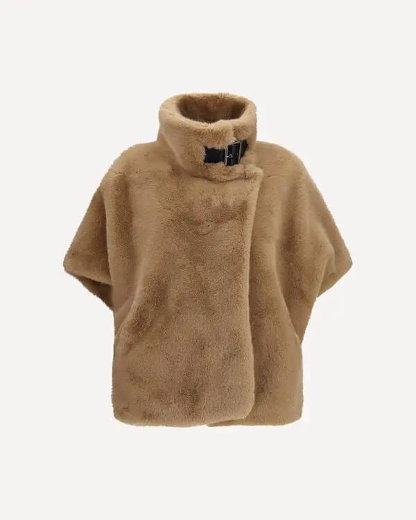 Pinko Faux Fur Jacket With Buckle Detail
