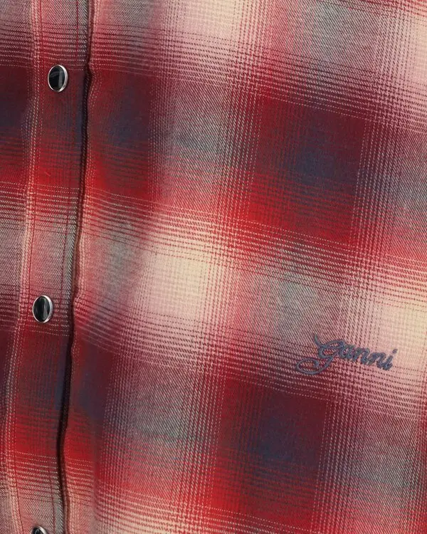 GANNI Cotton Flannel Check Shirt