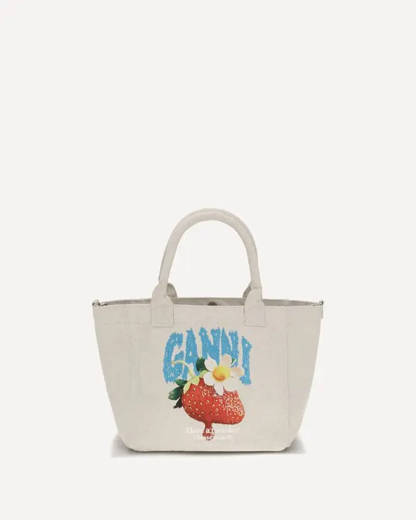 GANNI Small Easy Shoulder Bag With Strawberry Print
