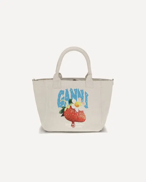 GANNI Small Easy Shoulder Bag With Strawberry Print