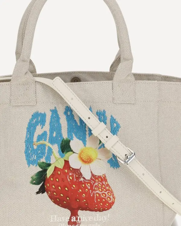 GANNI Small Easy Shoulder Bag With Strawberry Print