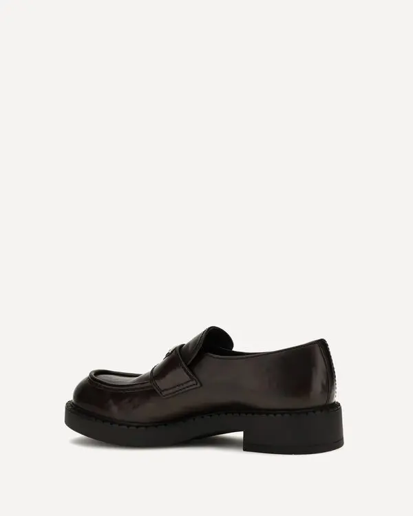 Prada Brushed Leather Loafers With Triangle Logo