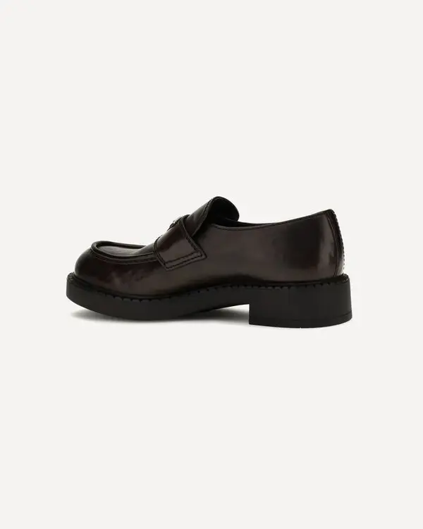 Prada Brushed Leather Loafers With Triangle Logo