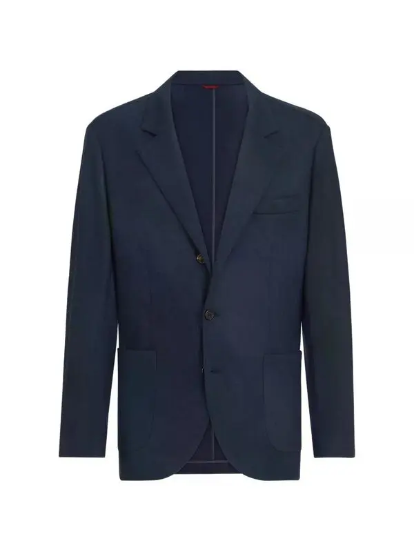 Brunello Cucinelli Cashmere Jersey Blazer With Patch Pockets - Blue