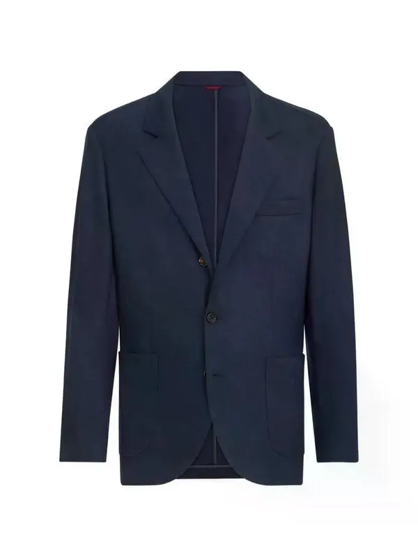 Brunello Cucinelli Cashmere Jersey Blazer With Patch Pockets - Blue