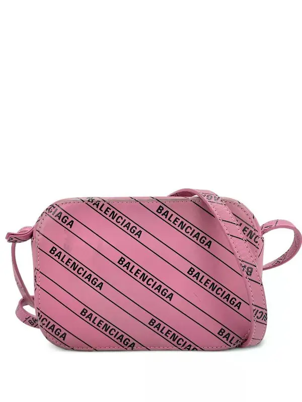 Balenciaga Logo Print Leather Crossbody Bag - Pink