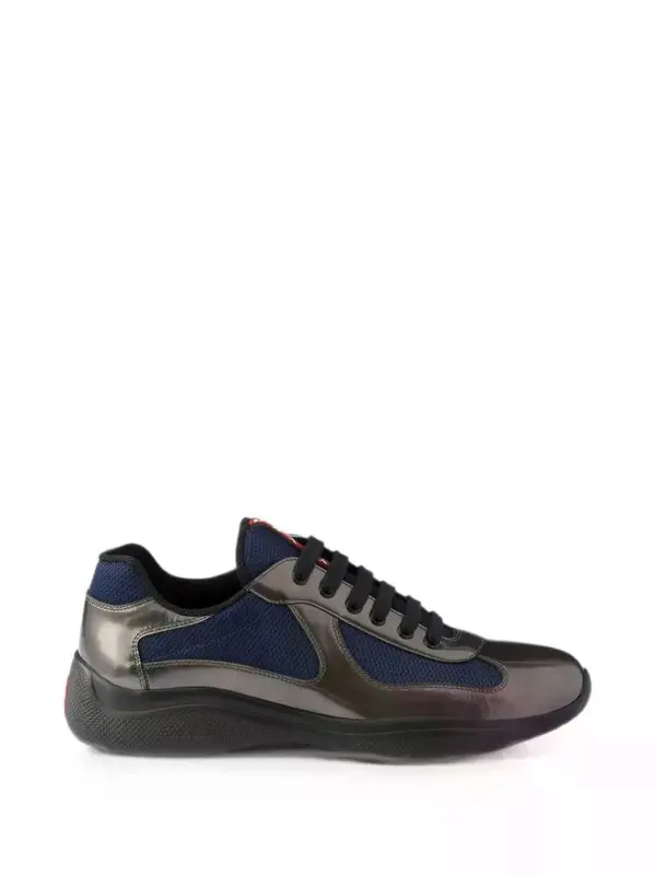 Prada America's Cup Metallic-leather And Bike-fabric Sneakers - Grey