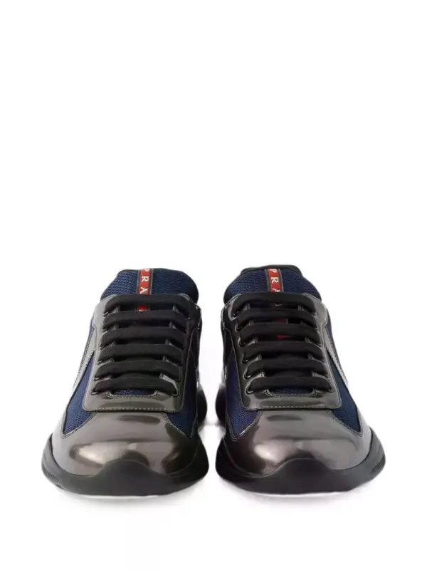 Prada America's Cup Metallic-leather And Bike-fabric Lace-up Sneakers - Grey