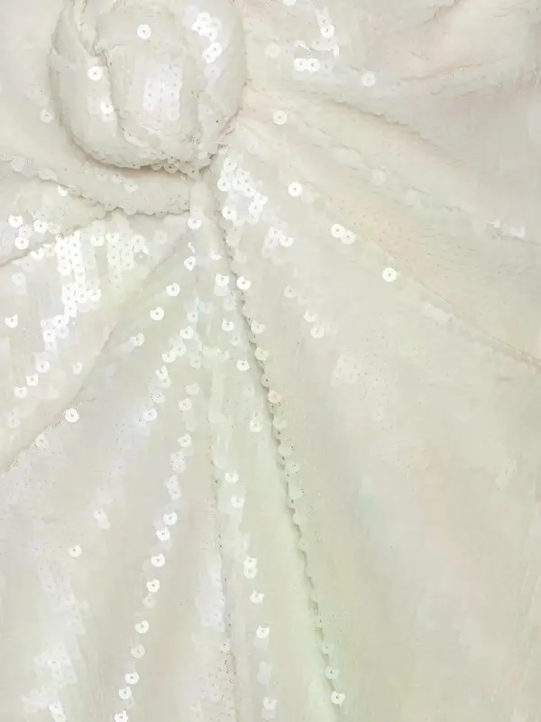 ROTATE BY BIRGER CHRISTENSEN Sequined Knot Midi Skirt - Neutrals