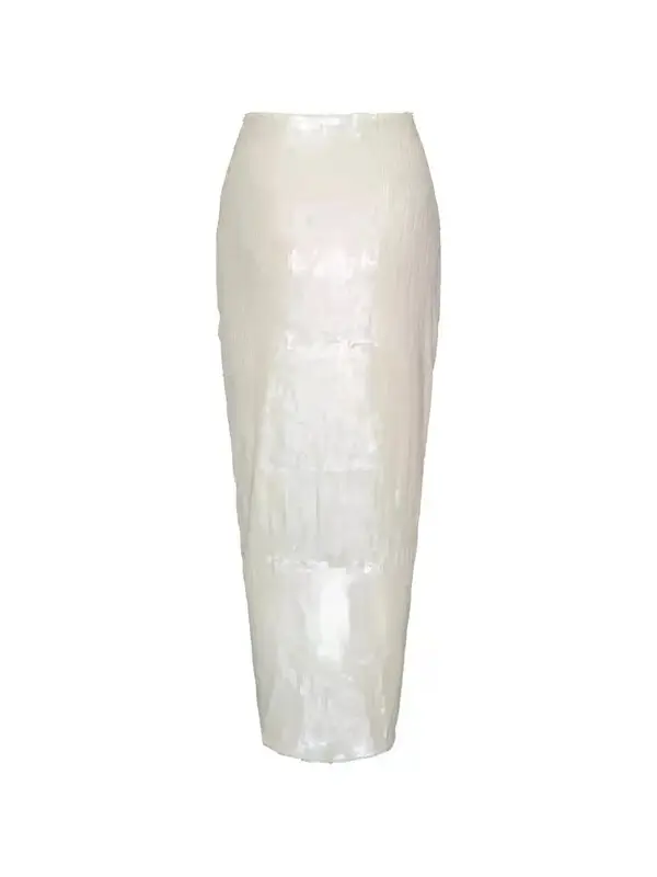 ROTATE BY BIRGER CHRISTENSEN Sequined Knot Midi Skirt - Neutrals