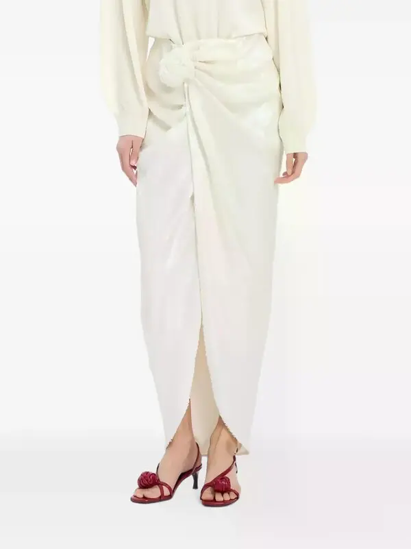 ROTATE BY BIRGER CHRISTENSEN Sequined Knot Midi Skirt - Neutrals