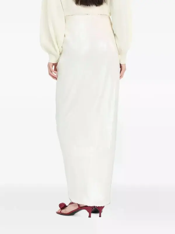 ROTATE BY BIRGER CHRISTENSEN Sequined Knot Midi Skirt - Neutrals