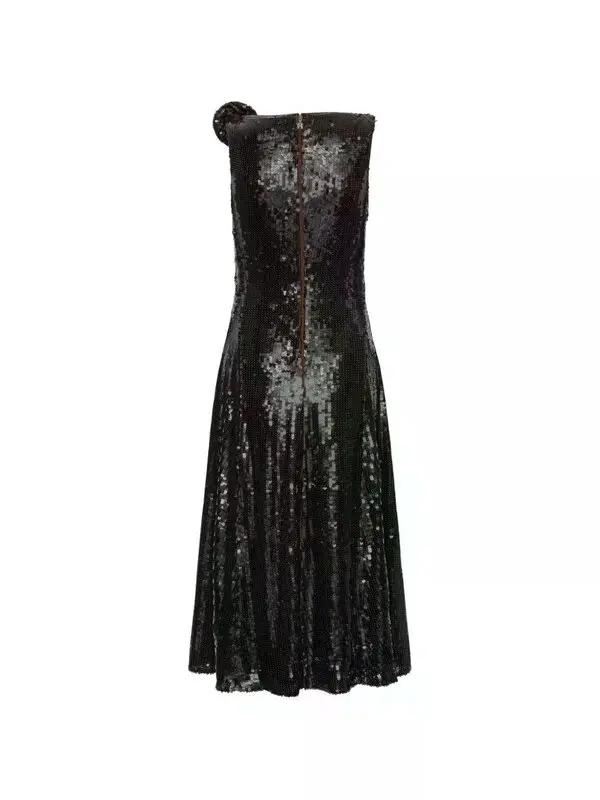 ROTATE BY BIRGER CHRISTENSEN Sequins Midi Flared Dress - Brown
