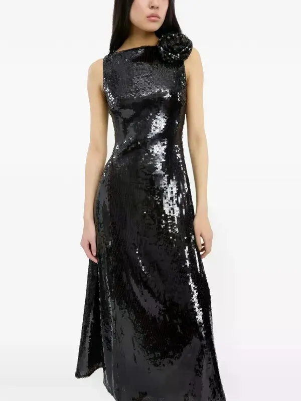 ROTATE BY BIRGER CHRISTENSEN Sleeveless Sequin Midi Dress - Brown