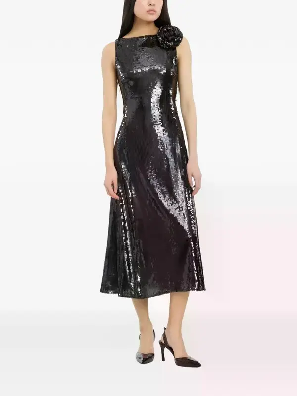 ROTATE BY BIRGER CHRISTENSEN Sleeveless Sequin Midi Dress - Brown