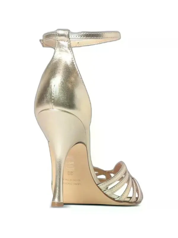 ANNA F. Laminated Leather Cage Sandals