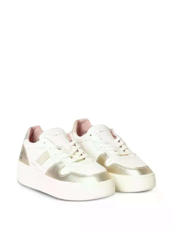 D.a.t.e. Court Metallic-effect Leather Sneakers