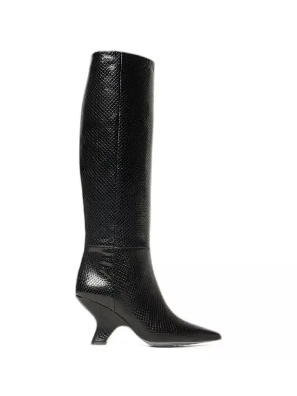 ANNA F. Python-print Leather Boots