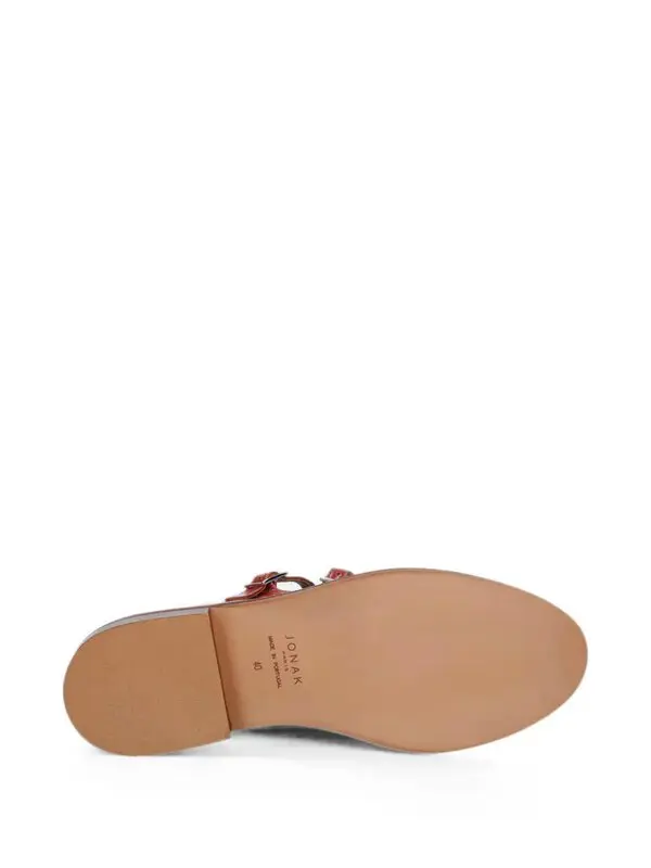 JONAK PARIS Patent Leather Double Buckle Ballet Flats