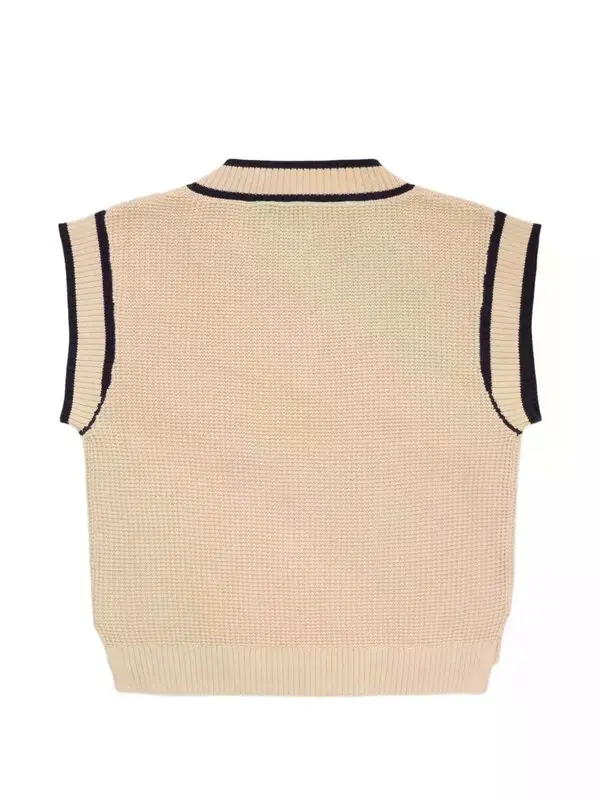 SON OF THE CHEESE Striped Trim V-neck Vest
