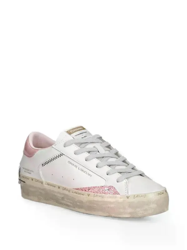 CRIME LONDON Distressed Glitter-panel Sneakers