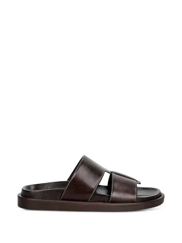 JONAK PARIS Westminster Contrast-stitch Leather Sandals - Brown