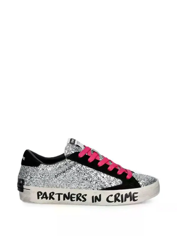 CRIME LONDON Glitter Embellished Slogan Print Sneakers