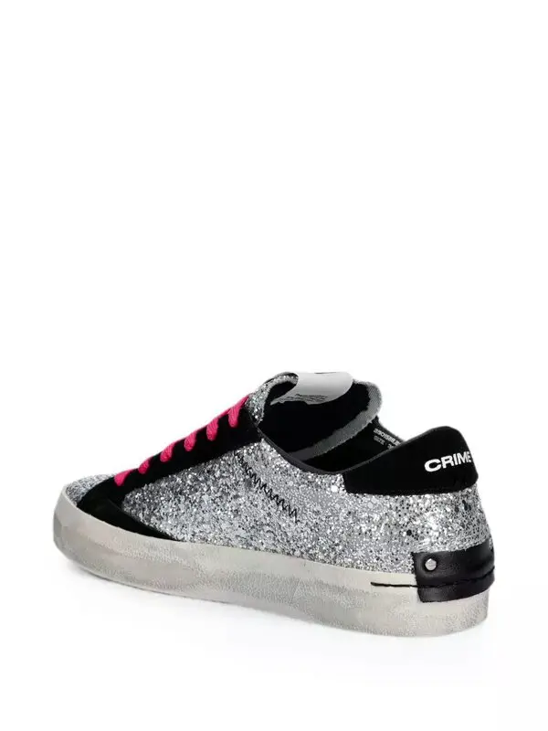 CRIME LONDON Glitter Embellished Slogan Print Sneakers
