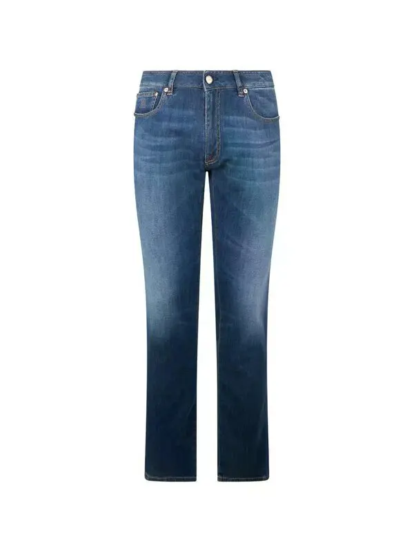 MOORER Faded Five-pocket Jeans