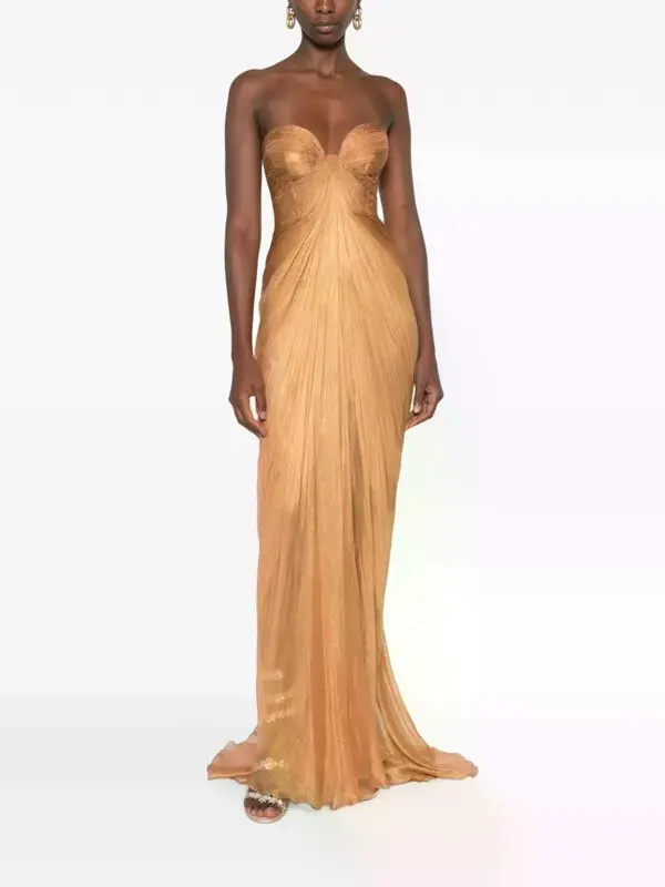 MARIA LUCIA HOHAN Salima Pleated Maxi Dress - Gold