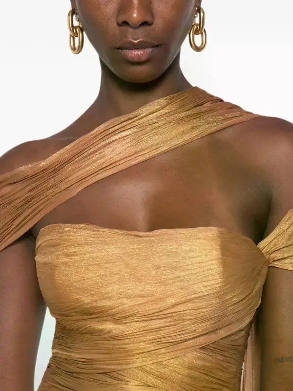 MARIA LUCIA HOHAN Marimar Pleated Strapless Maxi Dress