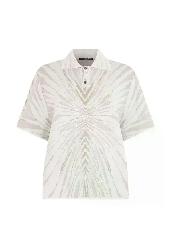 Roberto Cavalli Ray-print Polo Shirt - Neutrals