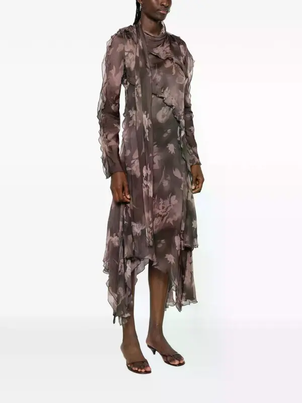 DIESEL® Floral Print Ruffled Midi Dress