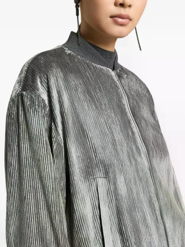 Peserico Plissé-effect Bomber Jacket