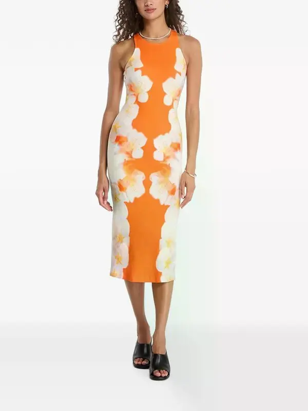 Desigual Floral-print Ribbed Midi Dress
