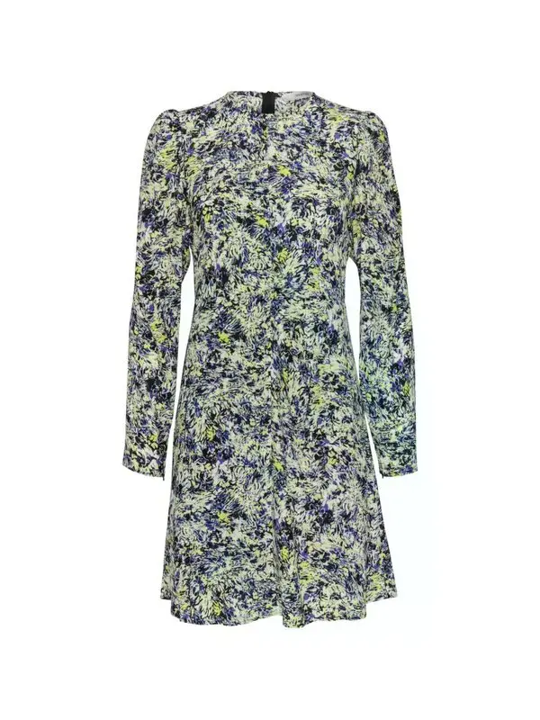 GESTUZ Abstract Print Long Sleeve Mini Dress - Green