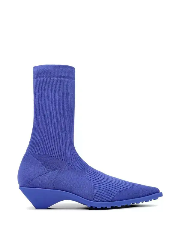 Camper Anna Ribbed Knit Ankle Boots - Blue