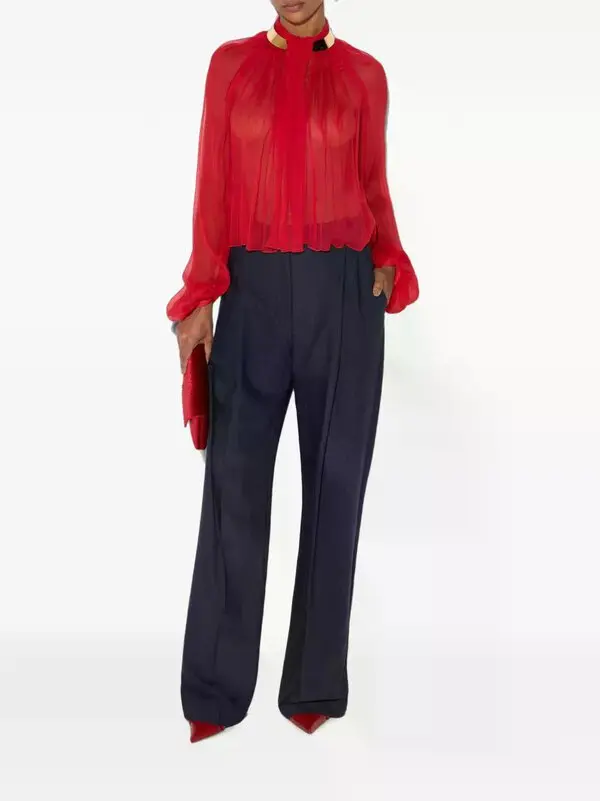 Elisabetta Franchi Crepon Blouse With Jewel Collar - Red