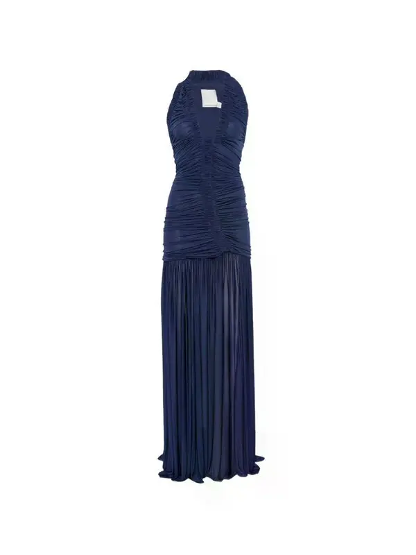 Christopher Esber Orion Ruched V-neck Maxi Dress - Blue