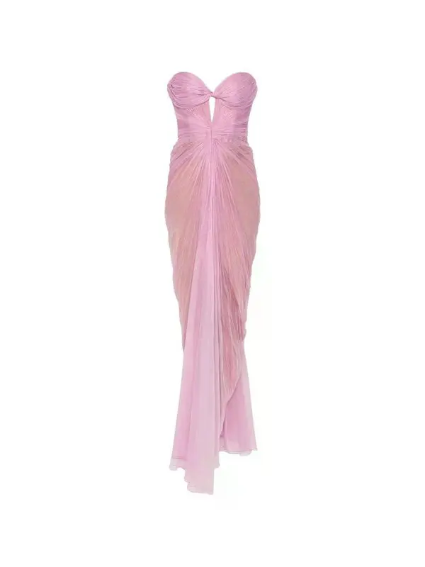 MARIA LUCIA HOHAN Tomina Ruched Lace-up Maxi Dress - Pink