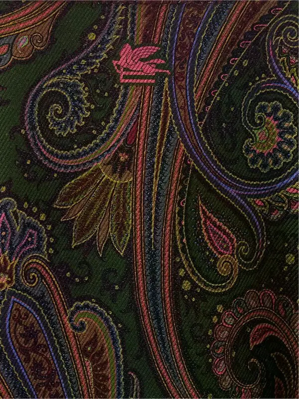 Etro Reversible Wool Cape With Degradé Paisley Motif - Green