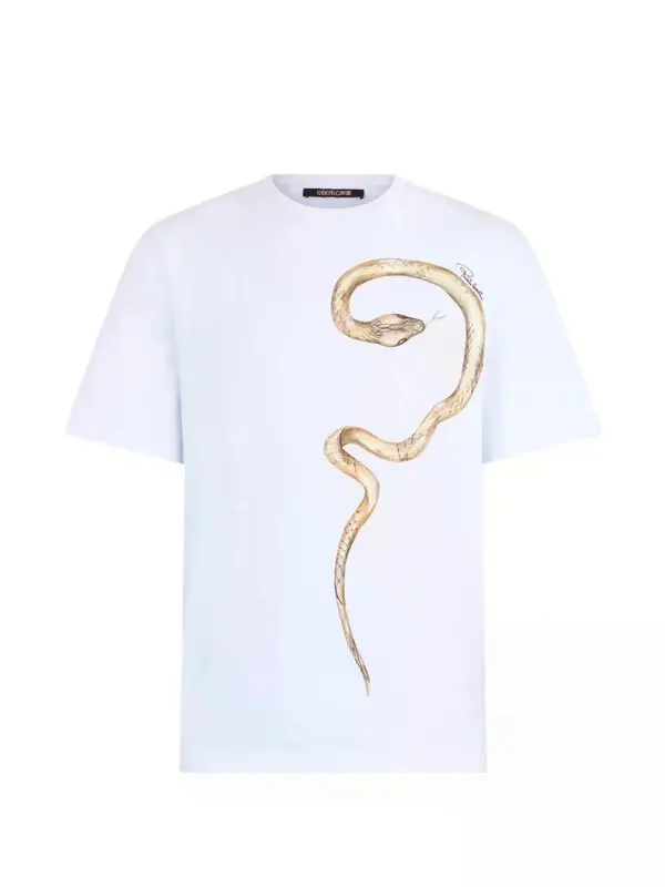 Roberto Cavalli Snake-print T-shirt - White