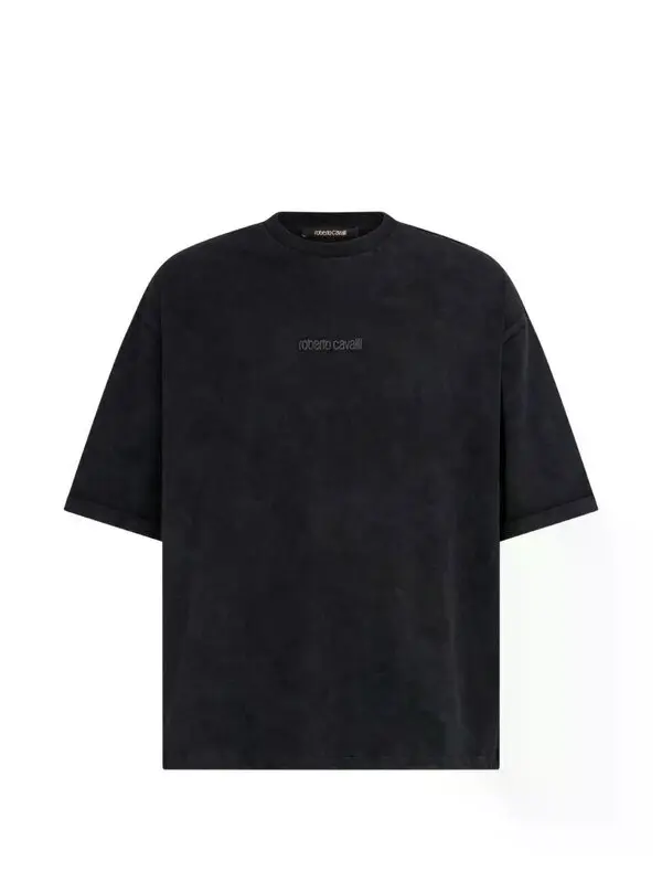 Roberto Cavalli Snake-print Logo-detailed T-shirt - Black