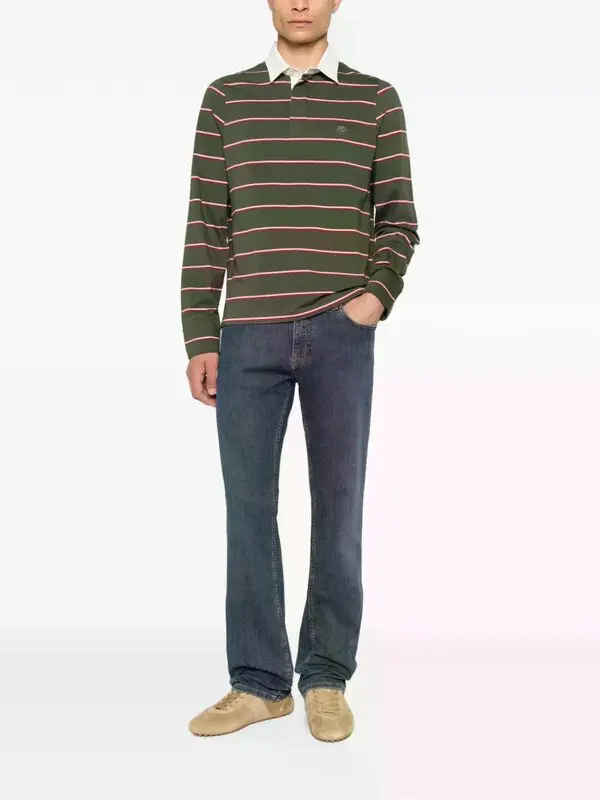 Etro Striped Long-sleeve Polo Shirt - Green